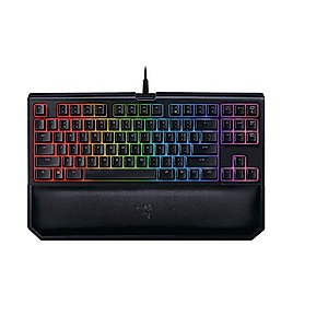 RAZER BLACKWIDOW TOURNAMENT EDITION CHROMA V2: Esports Gaming Keyboard - Ergonomic Wrist Rest - Tenkeyless Design - Razer Green Mechanical Switches (Tactile and Clicky) (Renewed)
