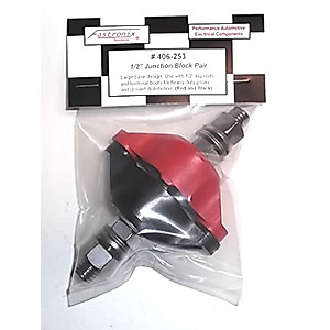 Fastronix 1/2" Heavy Duty Stainless Steel Single Stud Power and Ground Junction Block with Red and Black