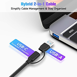 RSHTECH 7-Port Powered USB 3.2/USB C Hub with 10Gbps USB-A 3.2, 2 USB-C 3.2, 4 USB 3.0 Ports, Individual Touch Switches, 3.3ft Cable and 5V Power Adapter, USB Hub Splitter for Laptop/PC, RSH-ST07C