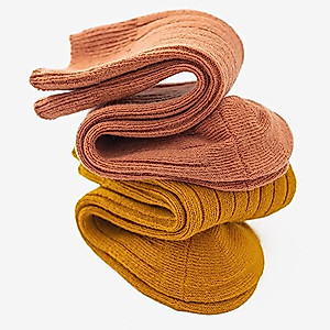 Exegawe Baby Girls Socks Cotton Toddler Knee-High Stockings Kids Cozy Warm Solid Color Long Socks for 0-5T(C-Solid 6 Pairs,L/3-5y)