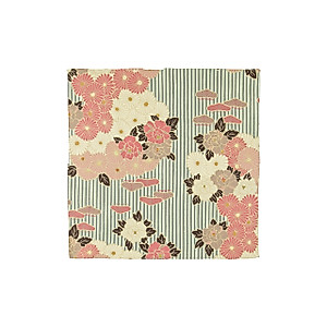 NOREN Furoshiki Wrapping Cloth Small 19.7 inches (50 cm) (Retro Flower Pinkbeige), Made in Japan 100% Cotton Japanese Bento Lunch Bag Japanese Bandana