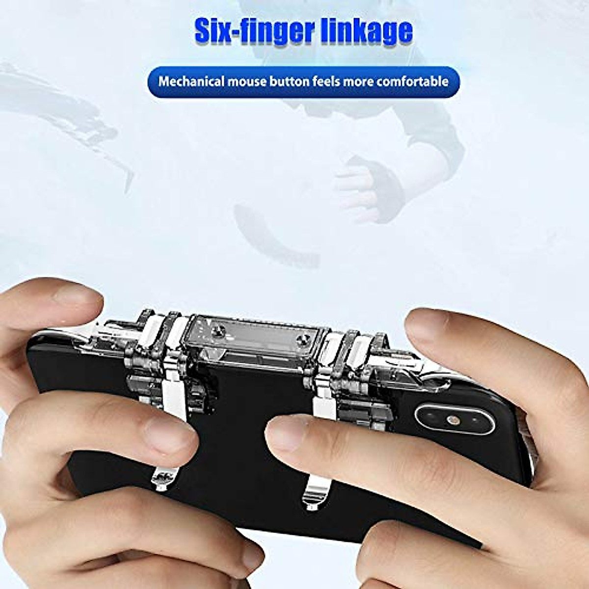 DragonPad 6 Finger Controller Trigger Game Fire Button Handle Gamepad for PUBG iOS Android As Shown