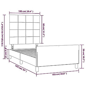 vidaXL Bed Frame, Upholstered Platform Bed with Headboard, Single Bed Base with Plywood Slats Support for Bedroom, Dark Gray 39.4"x74.8" Twin Fabric