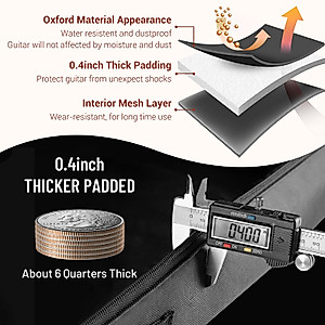 CAHAYA 40 41 42 In Multi-pockets Acoustic Guitar Bag 6 Pockets 0.4In 10mm Thick Padding Water Resistent Guitar Case Gig Bag CY0181