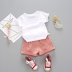 CM C&M WODRO Baby Toddler Girls Summer Shorts Sets Kids Watermelon Letter Print Tops Shorts Outfits Clothes for 1-4 Years Old (Pink, 18-24 Months(90))