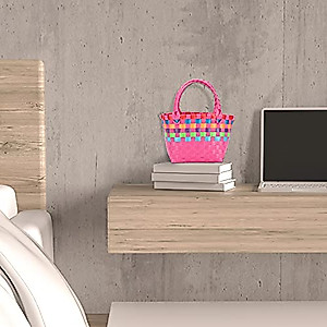 Cabilock Wicker Storage Basket Hand Woven Storage plastic shopping bag plastic baskets containers women beach bag Basket Beach Woven Baskets