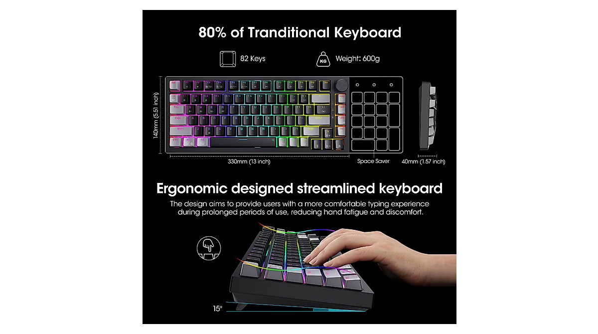 KOORUI 75% Wireless RGB Gaming Keyboard