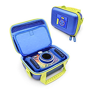 CASEMATIX Camera Case Compatible with VTech KidiZoom Camera and Camera Accessories with Shoulder Strap and Padded Interior Divider, Blue Travel Case Only