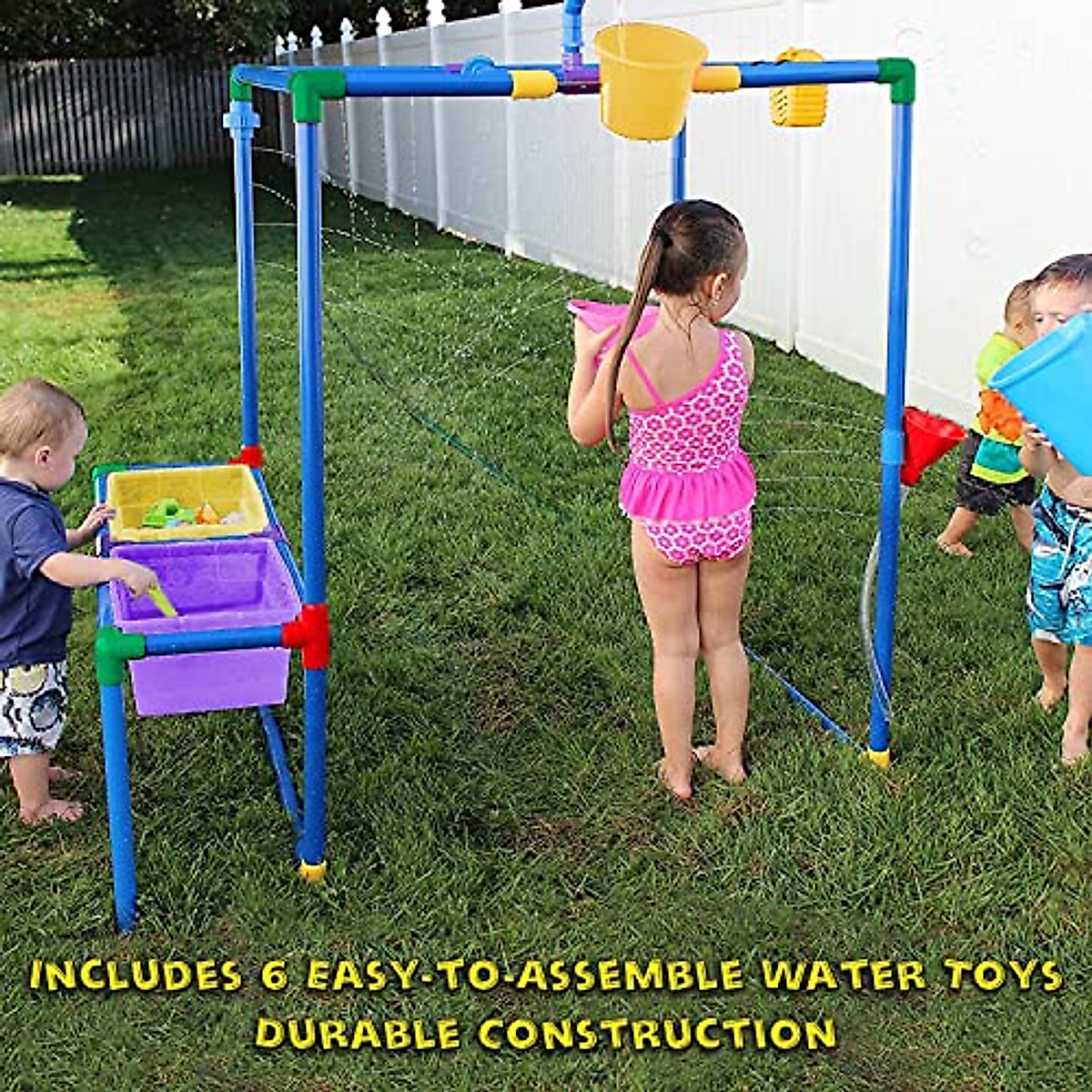 Buckets Of Fun RPBOF Sprinkler for Kids, Waterpark Splash Plastic Toy Backyard Water Park for Children & Toddlers, One Size, Multicolor