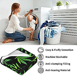 ubnlkto Cannabis Leaves Blanket for Man Fleece Flannel Blanket, Marijuana Weed Throw Blanket Throw Size, Cannabis Vibrant Green Plush Bed Blanket for Woman 60"x80"