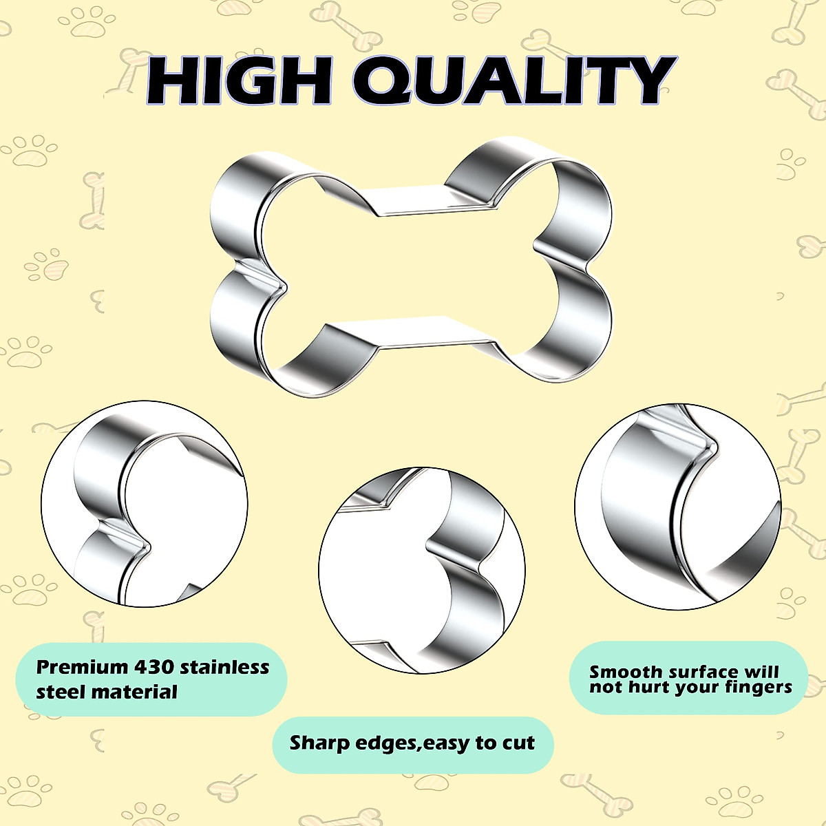 Hottion 8PCS Dog Bone and Dog Paw Print Cookie Cutters Set, Metal 4 Sizes Dog Bone Paw Shape Cookie Cutters, Dog Theme Party Cookie Cutter Dog Treats Cutters Molds for Homemade Treats Baking