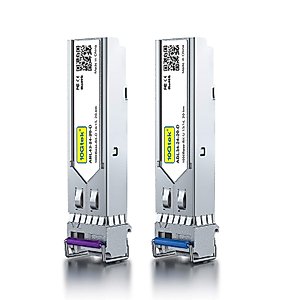 10Gtek a Pair of 1.25G SFP Bidi Transceiver, 1000Base-BIDI SingleMode Simplex LC Fiber Module for Cisco GLC-BX-D, Ubiquiti UniFi UF-SM-1G-S, Mikrotik and More, SMF 1490nm/1310nm, DDM, up to 20 km