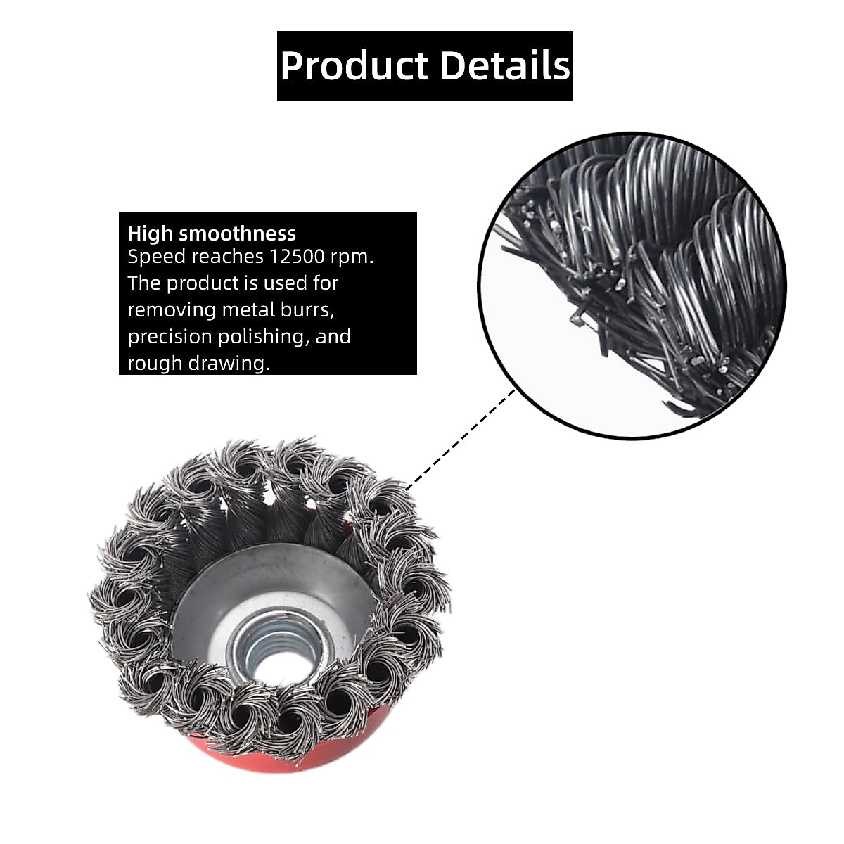 3 Inch Wire Cup Brush for 4 1/2 Angle Grinders , 0.02 Inch Twist Knotted Carbon Steel Wire with 5/8 Inch-11 Threaded Arbor for Rust,Corrosion,Paint Removal,Abrasives (6 Pack)