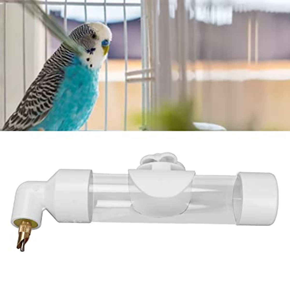 VINGVO Bird Automatic Drinking Device, Bite Pin Spout Bird Drinking Water Bottle Large Capacity Safe for Small Medium Large for Bird Cage Accessories (White)