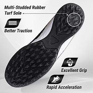 Vizari Tesoro Turf Soccer Shoes for Boys and Girls| Turf Shoes with Durable Synthetic Upper | Youth Football Turf Shoes with Molded Rubber Oursole | Superior Traction on Turf Ground, (Black, 2)