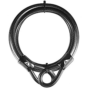 MARQUE Bike Security Steel Cable - 3/8 inch (10 mm) Thick (4', 7',15' or 30') Vinyl Coated Braided Steel with Double Sealed Looped Ends for U-Lock, Padlock, Disc Lock (4 FT)