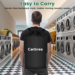 Carbrea Laundry Backpack - Small Laundry Bag with Straps Heavy-duty Laundry Bags for Traveling College Dorm Camp - Black
