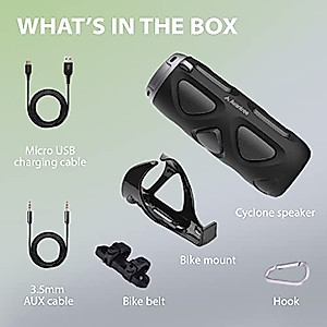 Avantree Cyclone - Portable Bluetooth Bike Speaker with Bicycle Mount, SD Card Slot, 10W Bass-Enhanced Audio, and Splashproof/Shockproof/Dustproof Build, Perfect for Bikes & Scooters