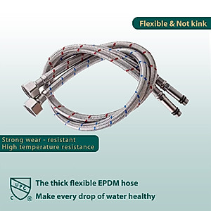 Hoimpro 24-Inch Long Bathroom Kitchen Faucet Connector Braided Stainless Steel Supply Hose,cUPC Hose 1 pair 3/8-Inch Female Compression Thread x M10 Male Connector, x 2 Pcs