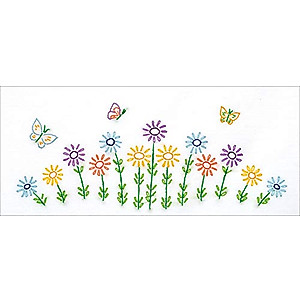 Jack Dempsey Needle Art Field of Flowers Pillowcases for Embroidery, white