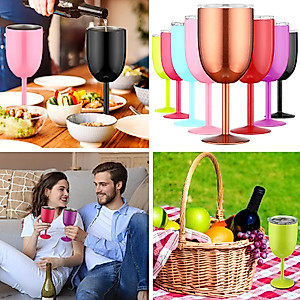 Yinder 8 Pcs Stemmed Stainless Steel Wineglasses, 12 oz Stainless Wine Goblet with Lids Double Wall Insulated Unbreakable Goblets Insulated Stem Wine Tumbler for Friendship Birthday Party Supplies