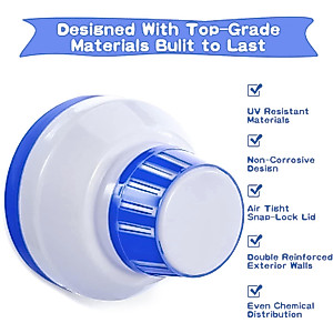 Large Floating Pool Chlorine Dispenser ，Chlorine Holder Floater with Large Capacity Fits 3 inch Tablets, Heavy-Duty Thicker Walls, Release Adjustable for Above Ground Pool, Spa（Blue