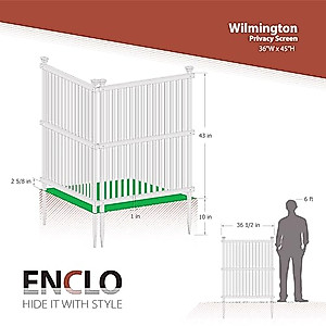 Enclo Privacy Screens ZP19068 Wilmington Vinyl No Dig Privacy Fence Screen Kit, 36in W x 48in H, White, 2 Panels
