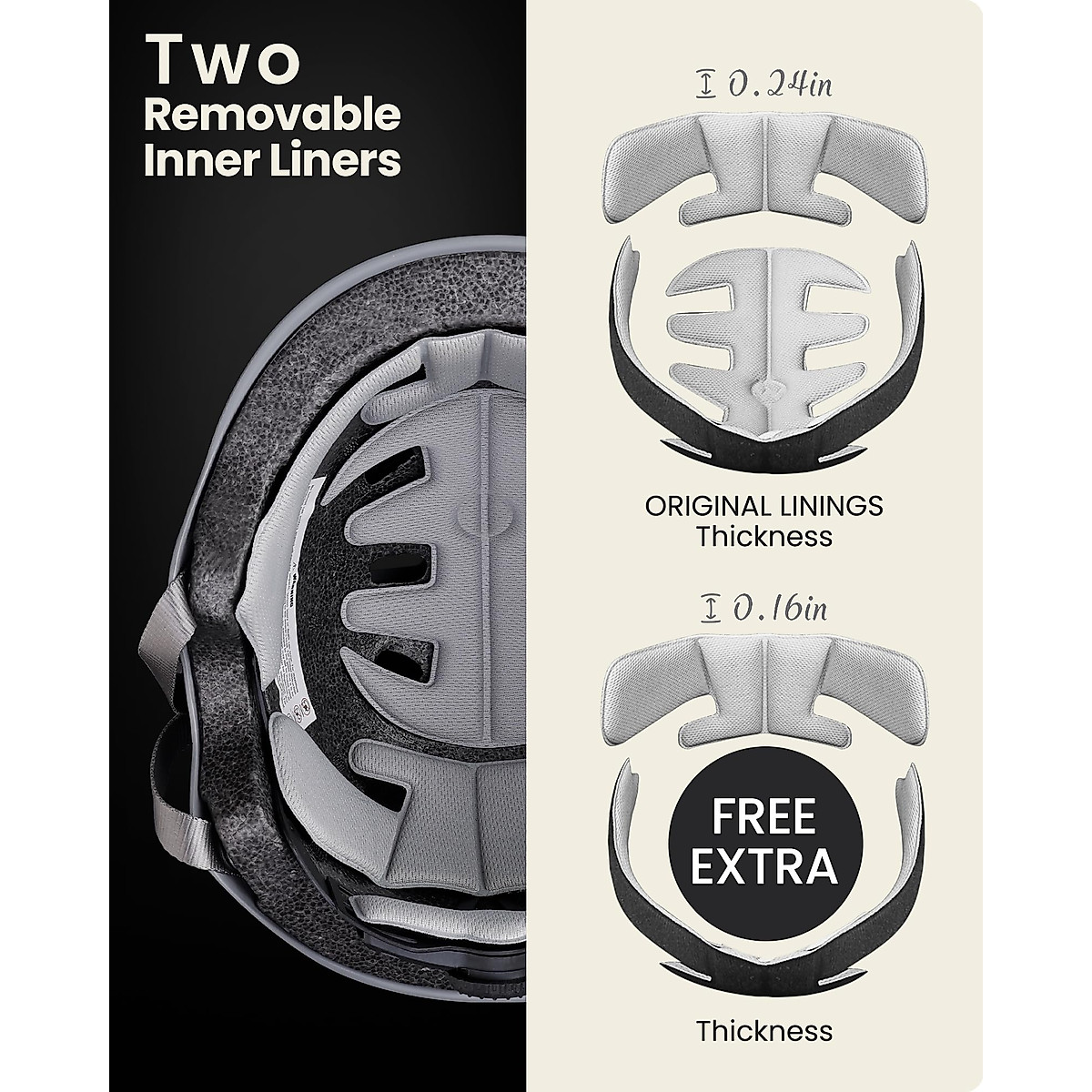 OutdoorMaster Skateboard Cycling Helmet - Two Removable Liners Ventilation Multi-Sport Scooter Roller Skate Inline Skating Rollerblading for Kids, Youth & Adults - L - Grey