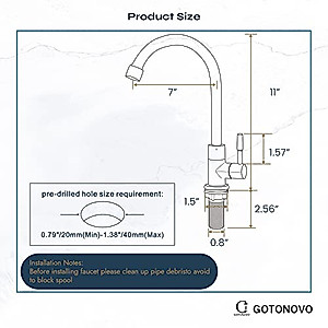 Stainless Steel Cold Water Kitchen Sink Faucet Brushed Nickel Bathroom Single Handle Bar Faucet Faucet Single Temperature Water Only Silver Rotatable