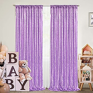 Light Purple Sequin Backdrop Curtains 2 Panels 2FTx8FT Photo Backdrop Glitter Birthday Party Curtains