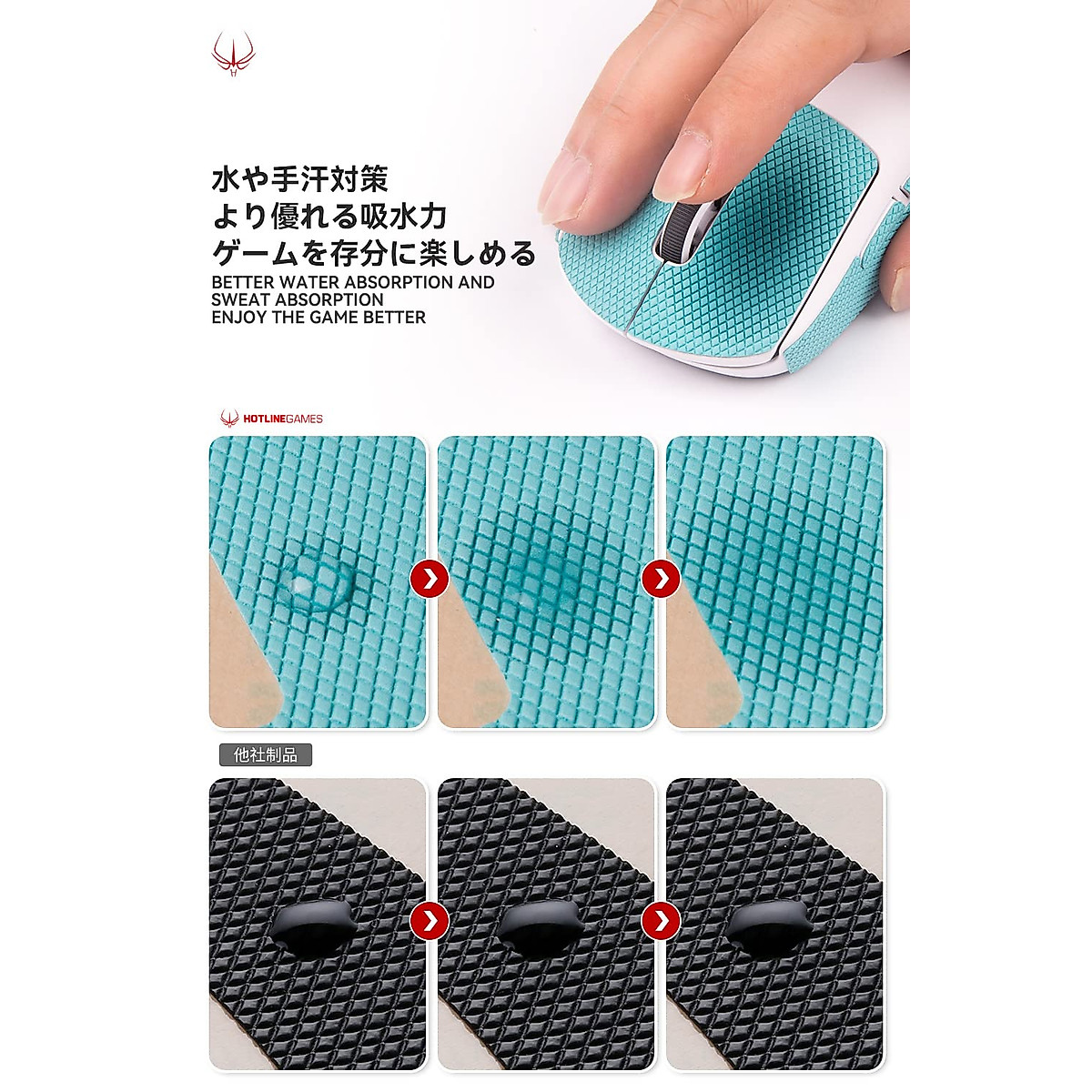 HOTLINEGAMES [Grip Upgrade] HyperFit Colour Mouse Anti Slip Grip Tape Compatible with Logitech G Pro X Superlight Wireless Gaming Mouse Skins,Sweat Resistant,Cut to Fit,Easy to Apply (Ice Blue)