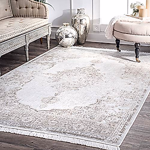 nuLOOM Cantrell Vintage Medallion Area Rug, 6' x 9', Ivory