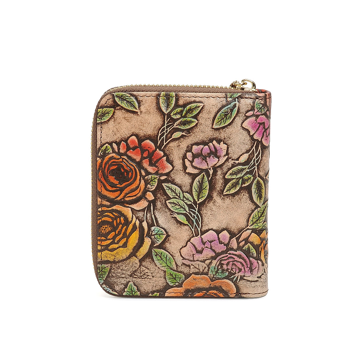 ArtsEye Women's Short Zip Around Wallet (purple rose)