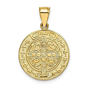 Auriga Fine Jewelry 14k Yellow Gold San Benito 2 Sided Round Pendant, (L- 25.7 mm, W- 17.6 mm) Gift for Women