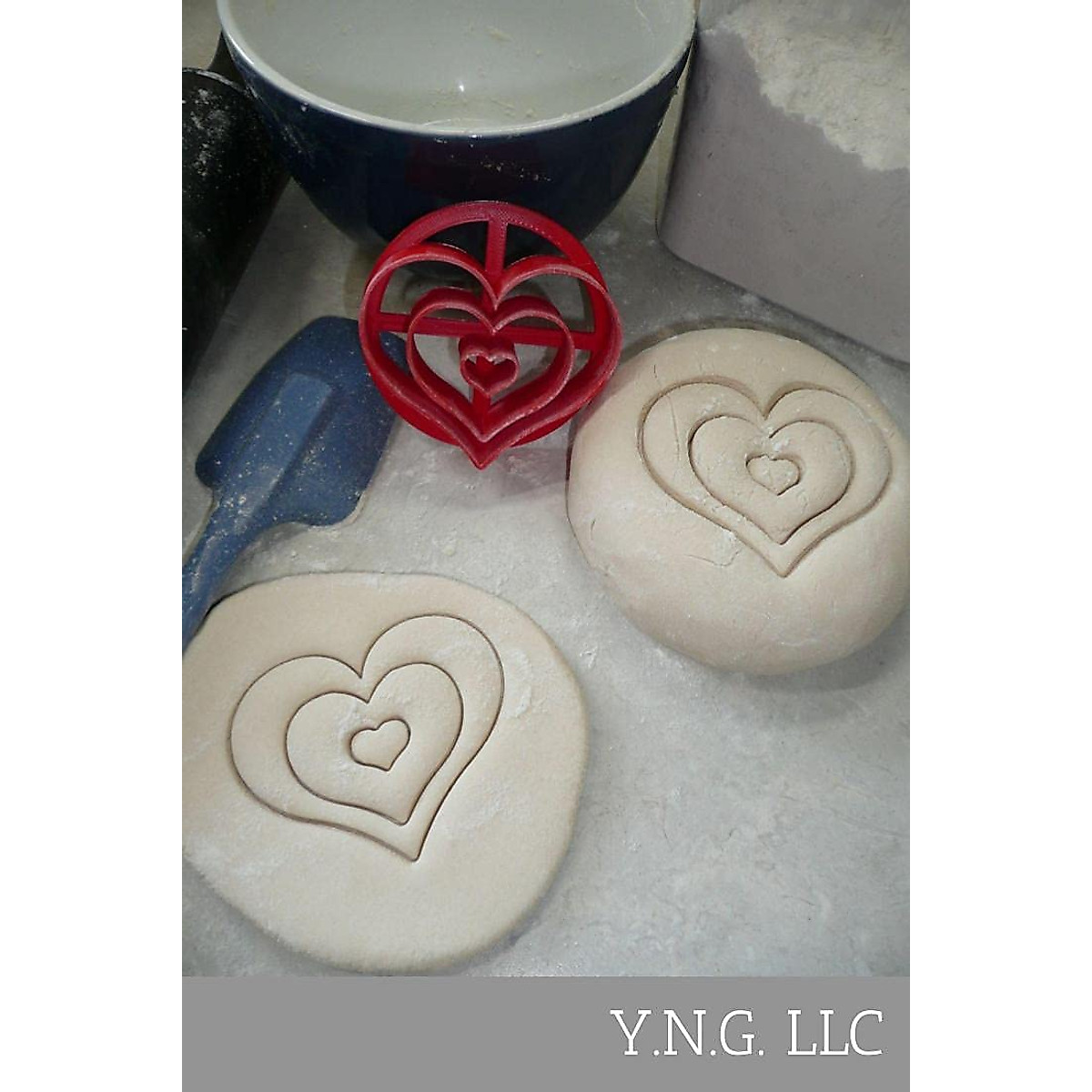 YNGLLC HEART DESIGN PATTERN CONCHA CUTTER MEXICAN SWEET BREAD STAMP MADE IN USA PR4397, Red