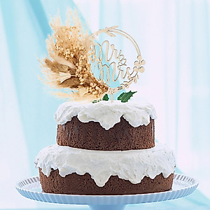 Luxshiny Boho Cake Topper Decorations Pampas Grass Flower Wreath Hoop Cake Topper for Wedding Bridal Baby Shower Birthday Party Supplies