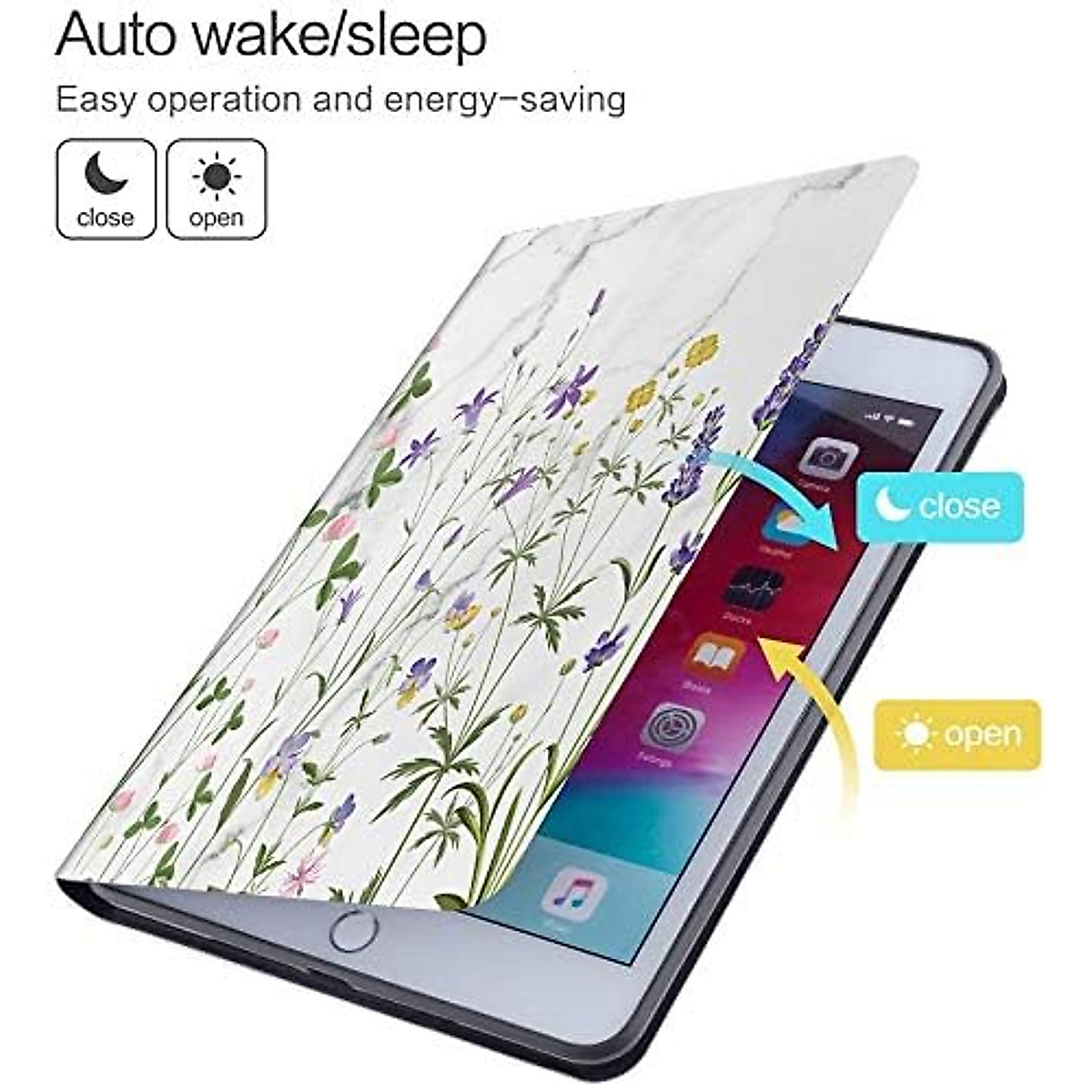 TPU Case for iPad Mini 4 / iPad Mini 5 (5th Generation 2019), Auto Sleep/Wake with Apple Pencil Holder [Anti Fingerprint][Anti Dirt][Waterproof][Anti Scratch] Case Cover (Country Garden)