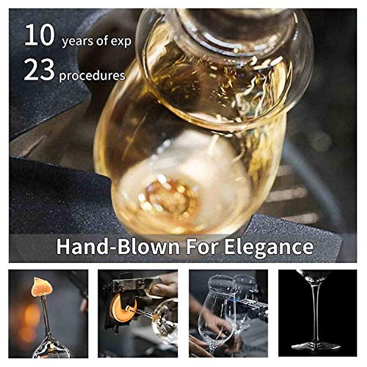 JBHO Hand Blown Italian Style Crystal Burgundy Wine Glasses - Lead-Free Premium Crystal Clear Glass - Set of 2-21 Ounce - Gift-Box for any Occasion