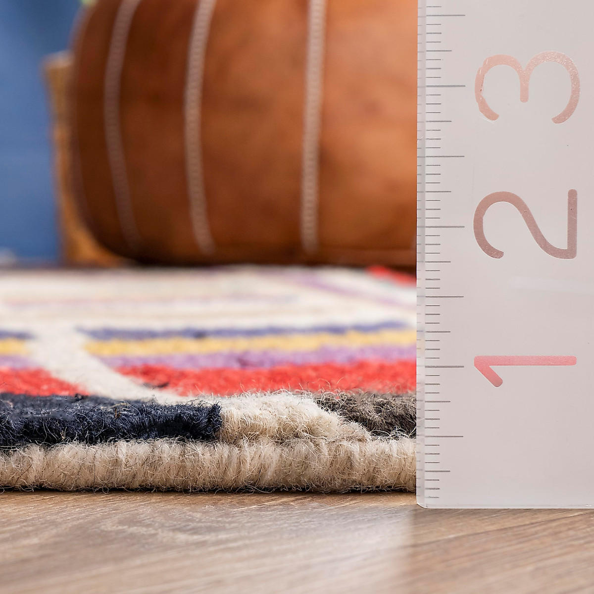 nuLOOM Ofelia Geometric 2x6 Wool Runner Rug for Living Room Bedroom Dining Room Entryway Hallway Kitchen, Multicolor/Black