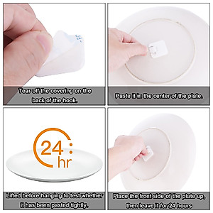 Thinp 30 Pieces Invisible Adhesive Plate Hanger Wall Plate Hangers Plastic Adhesive Picture Hangers Without Nails Plate Holder Frame Hangers for Bathroom Kitchen Wall Decoration (Round&Square)