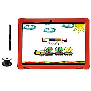 LINSAY 10.1" 1280x800 IPS 2GB RAM 32GB Android 11 Tablet with Kids Red Defender Case, Pop Holder and Pen Stylus