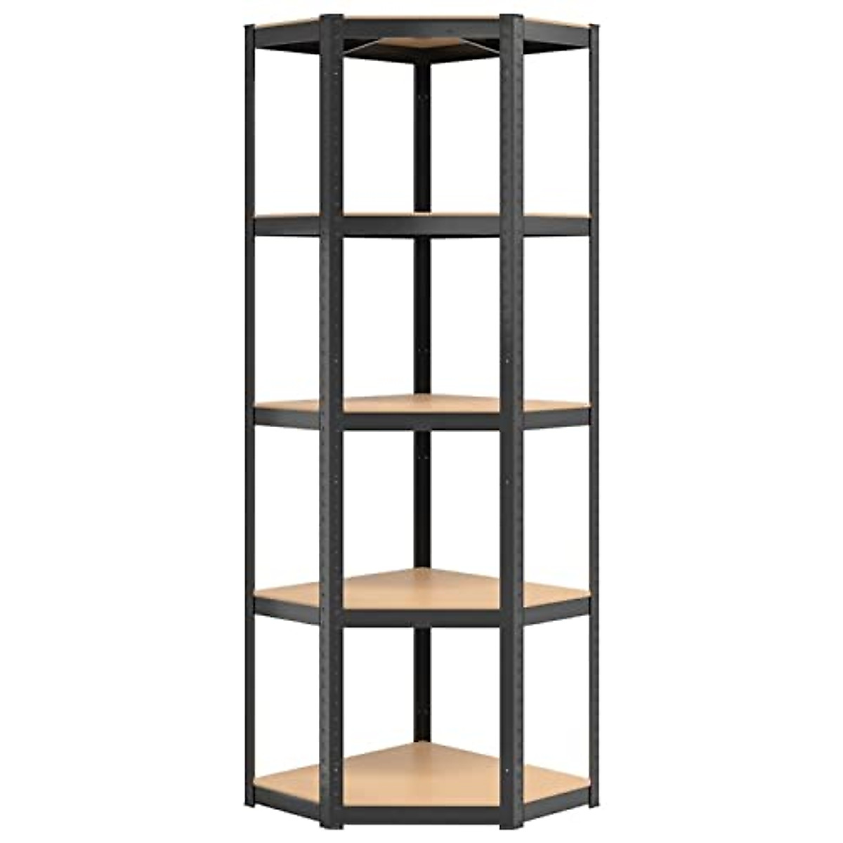 Tidyard 4 Piece 5-Layer Shelves Steel Engineered Wood Storage Organizer Shelf Racks Display Stand Anthracite for Kitchen, Bathroom, Warehouse, Basement, Laundry Room