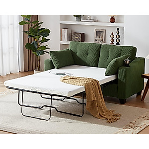 CHIC HOUSE Pull Out Sofa Bed, Full Size Sleeper Sofa, 2-in-1 Convertible Corduroy Couch with USB Charging, Memory Form Couch for Living Room, Apartment and Small Space