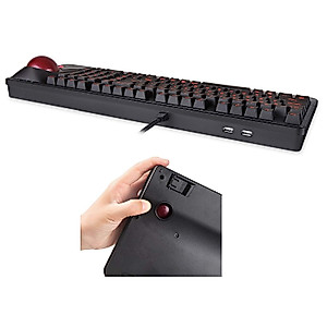 Perixx Periboard-322 Wired Mechanical Trackball Keyboard with 2 Hubs, 2.17 Inch Large Trackball, RGB Backlit Design, US English Layout (PB-322BUS-11577)