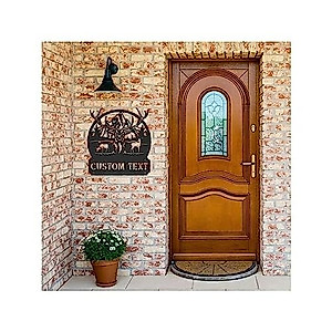 Personalized Deer Mountain Antlers Custom Metal Sign 8x8 inches Black Power Coated Deer Metal Wall Art Deer Home Decor Deer Hunter Gifts Sign For Deer Lovers Housewarming Gifts