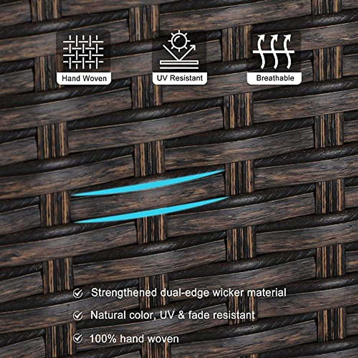 PHI VILLA Outdoor Wicker Chairs Set of 2, Rattan Covered Metal Armchairs with Removable Cushion, Heavy Duty Furniture Set for Patio, Deck, Porch, Yard