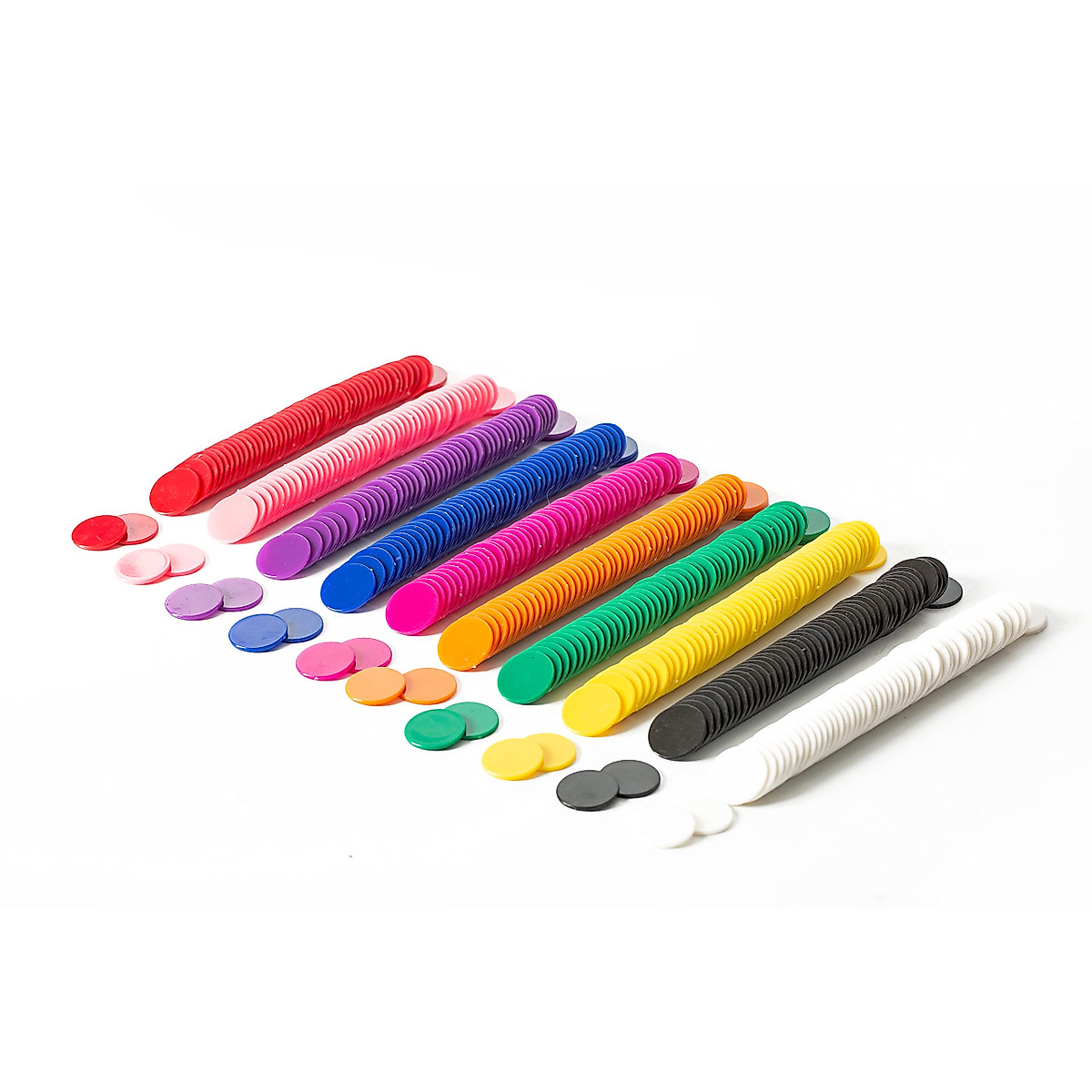 Smartdealspro 300pcs 1 Inch 10 Colors Opaque Plastic Learning Counters Counting Mini Poker Chips Game Tokens (Without Edge)