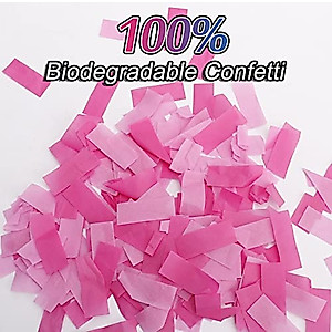 Gender Reveal Pink Confetti Cannon, DOUKEE Baby Shower Pink only Biodegradable Confetti Poppers (Mixed Pink and Hot Pink) - 2 Set