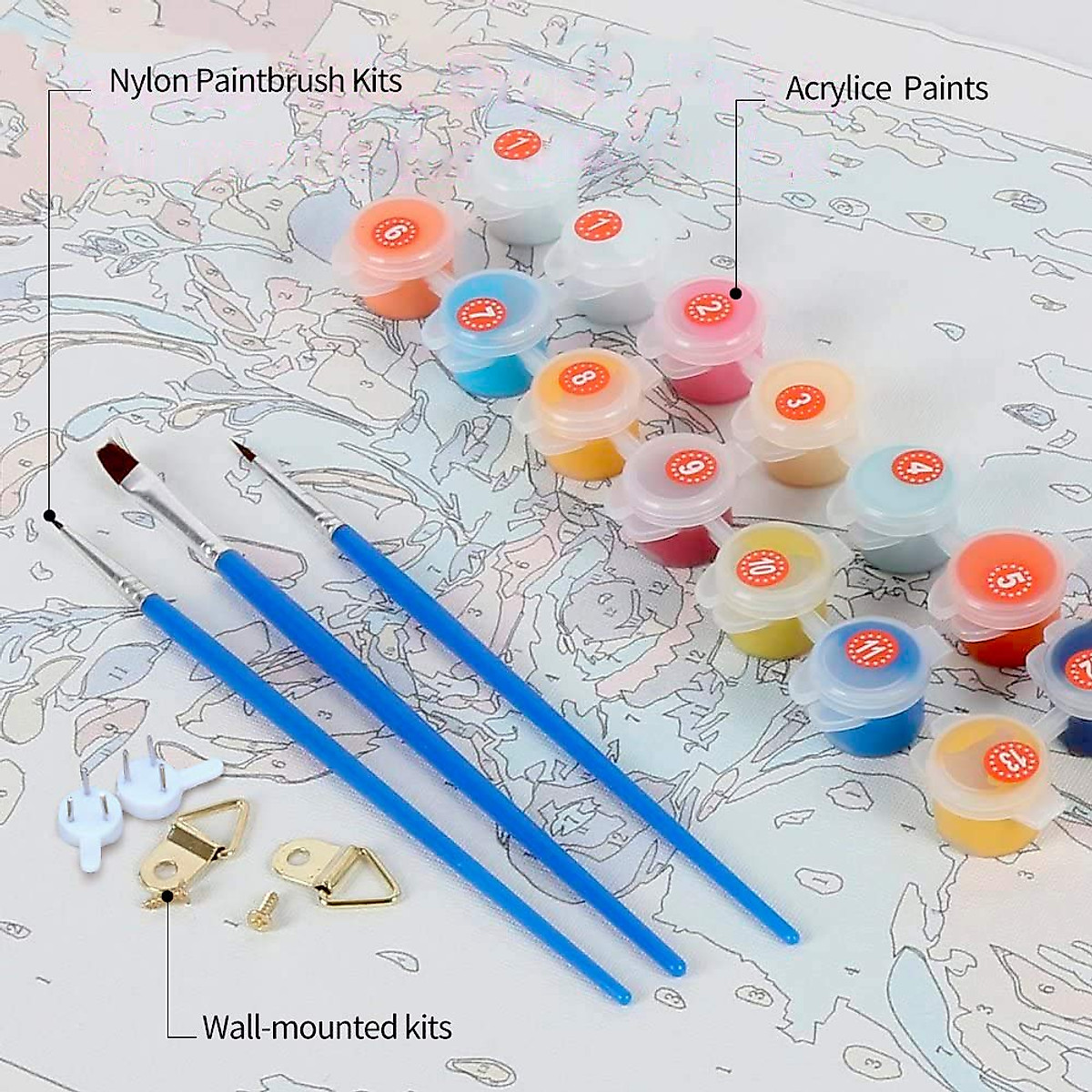 16x20" Common Loon Swimming Lake Waters Paint by Numbers Kits for Adults Kids DIY Wall Art Picture Framed Canvas Oil Painting Set Digital Paintworks for Beginners