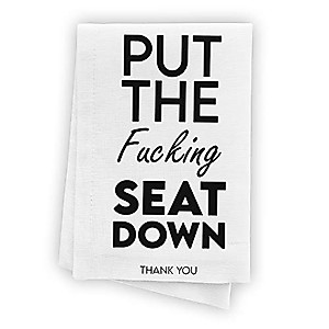 APRON DADDY Funny Bathroom Hand Towel - Put The Seat Down, Funny Bathroom Decoration Towels with Sayings, Guest Bathroom Housewarming Gifts for Her, 16 by 25 inch, 100% Cotton, Fun Towels